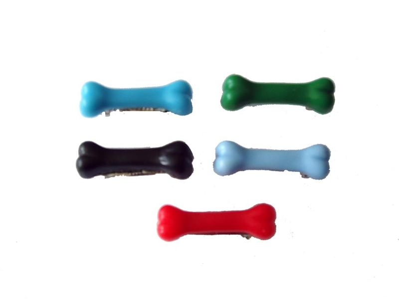 Dog Hair Accessories- Five (5) Dog Bone Barrettes for Boy Dogs