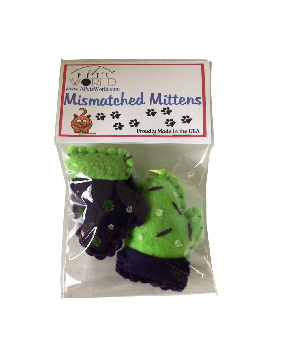 Cat Toys- Tiny Mismatched Mittens with Natural Catnip -USA Made